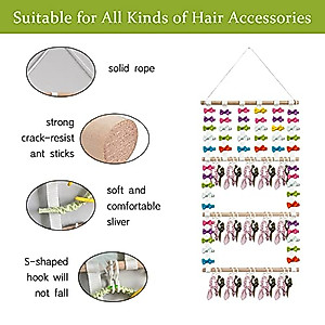 Headband Holder Bow Holder Jewelry Organizer for Girls，Bow Organizer with 30 Pcs S-Hook，Headband Organizer for Hangable Toys,Nursery Closet