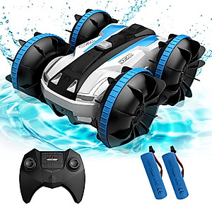 Tecnock Amphibious Remote Control Car for Kids,Toys for 5-12 Year Old Boys,2.4Ghz Waterproof RC Stunt Car RC Boat, 4WD Off Road Birthday Gift Water Beach Pool Toys