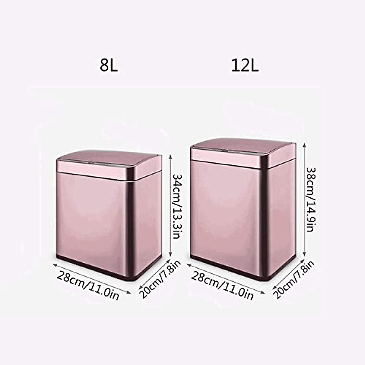 YIRENZUI 12 Liter Intelligent Trash Can Smart Sensor Recharge Dustbin Automatic Sensor Electric Waste Bin Home Rubbish Can for Bathroom Kitchen Garbage Ideal opening speed, away from bacteria and viru