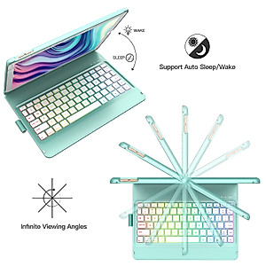 iPad 9th Generation Case with Keyboard and Apple Pencil,Stylus Pen for iPad(2018-2023) 15mins Fast Charge,Palm Rejection iPad Pencil,10 Color Backlit Bluetooth Keyboard Case with Pencil Holder