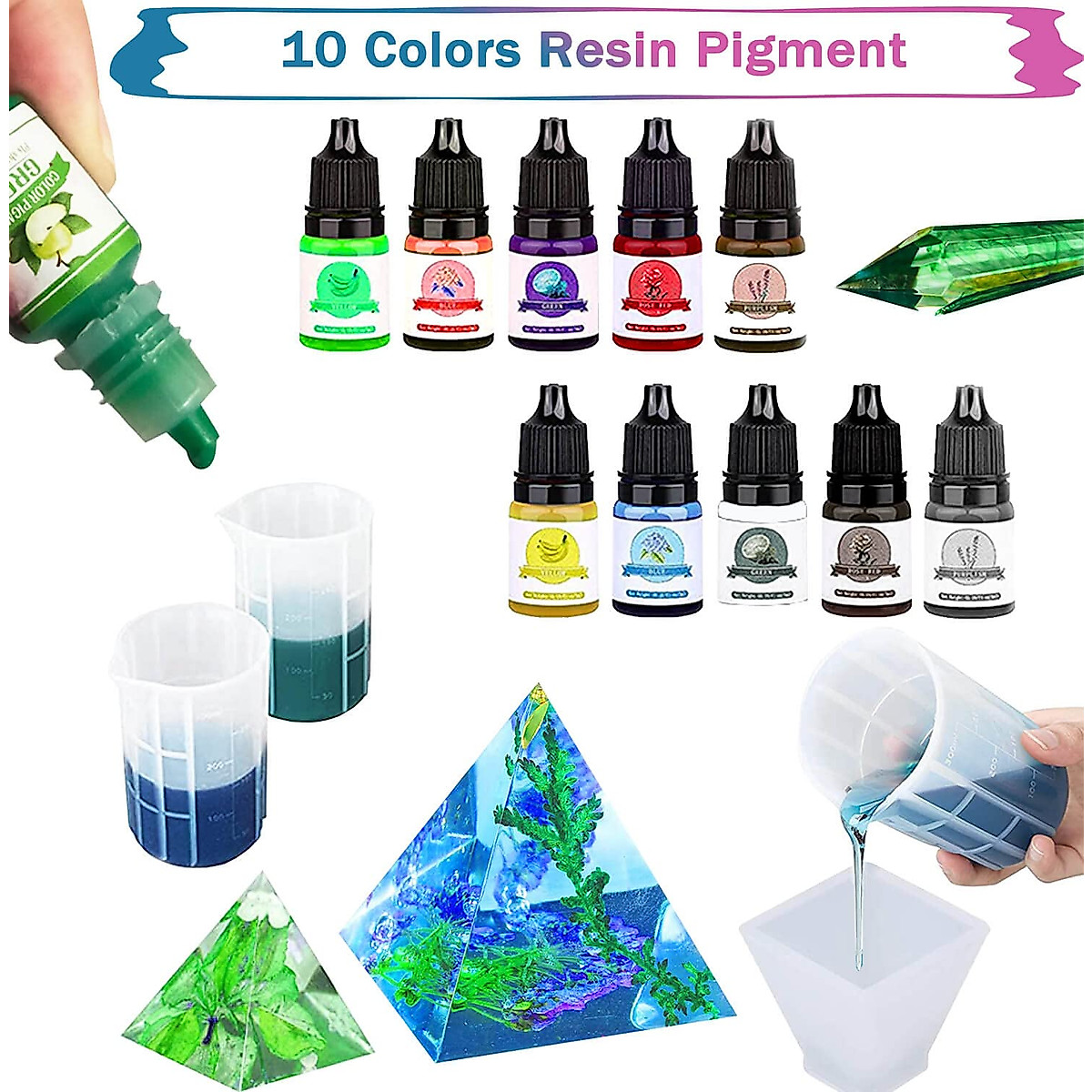 Resin Mold Kit for Beginners - 125pcs with Sphere, Pyramid, Earring Necklace Molds and Epoxy Resin Supplies/Resin Ink/Dried Flowers for Epoxy Resin Making