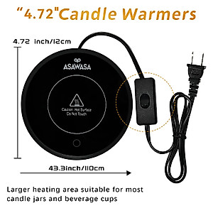 ASAWASA Candle Wax Melt Warmer with 1 pc Silicone Liner,Ceramic Wax Warmer,3-in-1 Candle Wax Melter and Fragrance Warmer for Warming Candle Jars or Wax Melts(Red Arc Pattern)