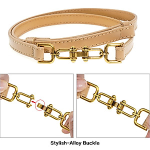 BAOKELAN Skinny Leather Belts for Women Slim Waist Belt Patent Leather with Gold Buckle for Dress Apricot 100CM