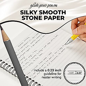 GAK. Stone Paper Waterproof Spiral Notebook, 7.20”x10.11”, 50 sheets, Durable Notebook, Eco-Friendly Mineral Stone Paper Notebook, Waterproof Notepad, Ruled, Black