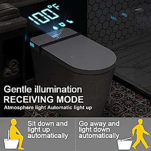 ARRISEA Smart Toilet with Bidet Built in, Foot Sensing Modern Toilet Bidet Combo with Auto Flush, Remote Control Warm Water, Elongated Heated Bidet Seat, Dryer, Built-in Water Tank, LED Light