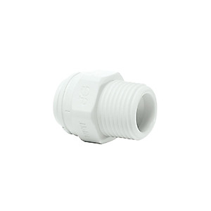 John Guest PP011224W Male Connector, 3/8" OD x 1/2" NPTF (Pack of 10)