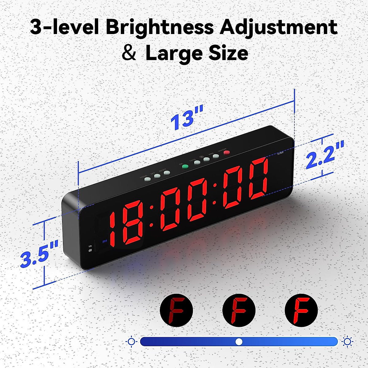 Seesii Gym Timer with Remote, 11''x 3.5''Ultra-Clear Interval Timer with LED, Countdown/Up Wall Clock with Buzzer, Connectable Bank Power Fitness Timer Stopwatch for Gym Home Garage (2.2 Battery)