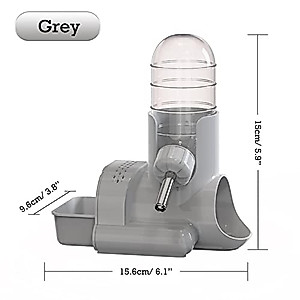 SEIS 3 in 1 Hamster Drinking Fountain Food Bowl and Hideout Small Pet Automatic Water Bottle Young Guinea Pig Water Dispenser for Gerbils Mice Juvenile Rat Chinchilla Ferret Hedgehog (Grey)