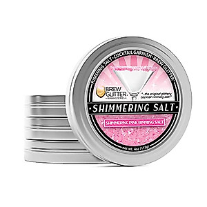 BREW GLITTER Shimmering Pink Cocktail Rimming Salt, Drink Rimmer for Beverages, Cocktails, Margaritas, Drinks, Kosher Certified, Vegan (4 oz, Shimmering Pink)