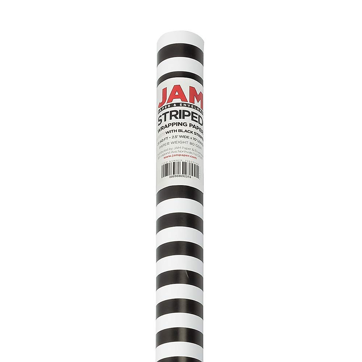JAM Paper Gift Wrap - Striped Wrapping Paper - 25 Sq Ft (30 in x 10 Ft) - Black & White Stripes - Roll Sold Individually