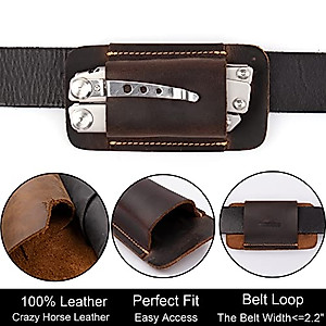 Topstache Knife Sheath, Handmade Knife Holster, Horizontal Carry Leather Sheath for Belt, EDC Pocket Organizer for Men,Size S,Black