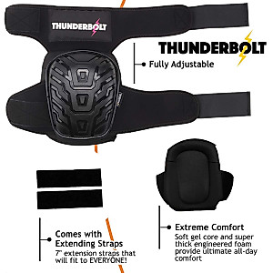 Thunderbolt Knee Pads for Women for Work for Flooring, Gardening, Cleaning, Tile Work, with Comfortable Gel Cushion and Anti-Slip Straps