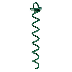 7Penn Ground Anchors Screw in 4 Pack - 16 Inch Green Spiral Dog Leash Ground Anchor Tie Down - Heavy Duty RV Canopy Stakes for High Wind Camping Tents with 475 lbs Pull Force