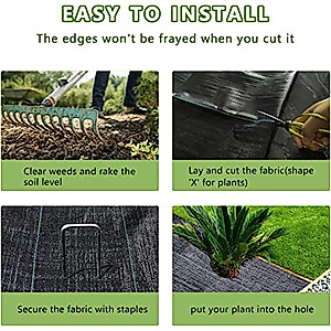 LGJIAOJIAO 3ftx50ft Weed Barrier Landscape Fabric Heavy Duty，Weed Block Gardening Ground Cover Mat, Weed Control Garden Cloth ，Woven Geotextile Fabric for Underlayment，Commercial Driveway Fabric