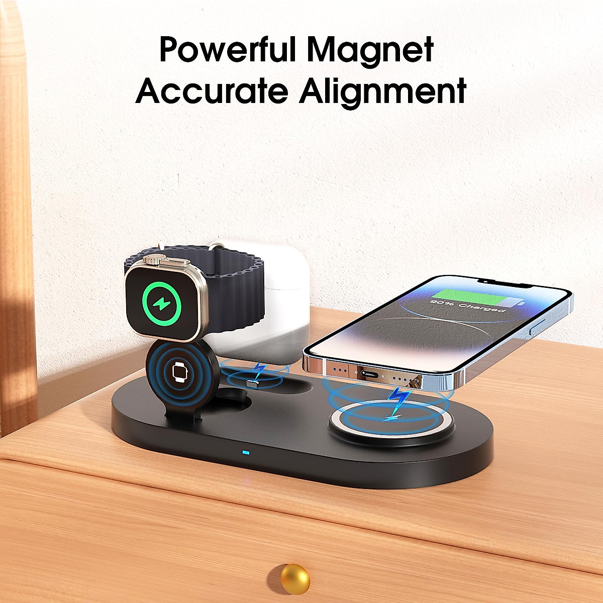 3 in 1 Mag-Safe Wireless Charging Pad, 15W Fast Magnetic Wireless Charging Station, Travel Wireless Charger for iPhone 15/14/13/12Pro/Pro Max/Mini/Plus, iWatch Ultra/9/8/7/6/SE/5/4/3/2, Airpods.
