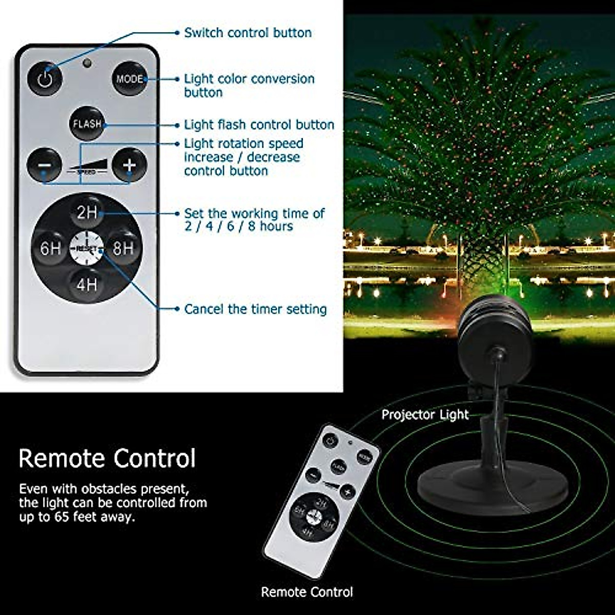 YINUO LIGHT Christmas Laser Lights, Projector Lights Landscape Spotlight Red and Green Star Show with Christmas Decorative Patterns for Indoor Outdoor Garden Patio Wall