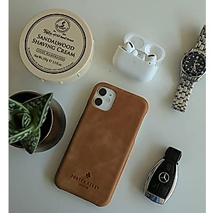 Porter Riley - Leather Case for iPhone 12 Mini (5.4"). Premium Genuine Leather Slimline Back Case (Tan)