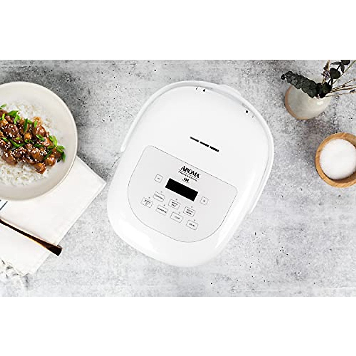 Aroma Housewares Professional 8-Cups (Cooked) / 2Qt. 360° Induction Rice Cooker & Multicooker (ARC-7604), White