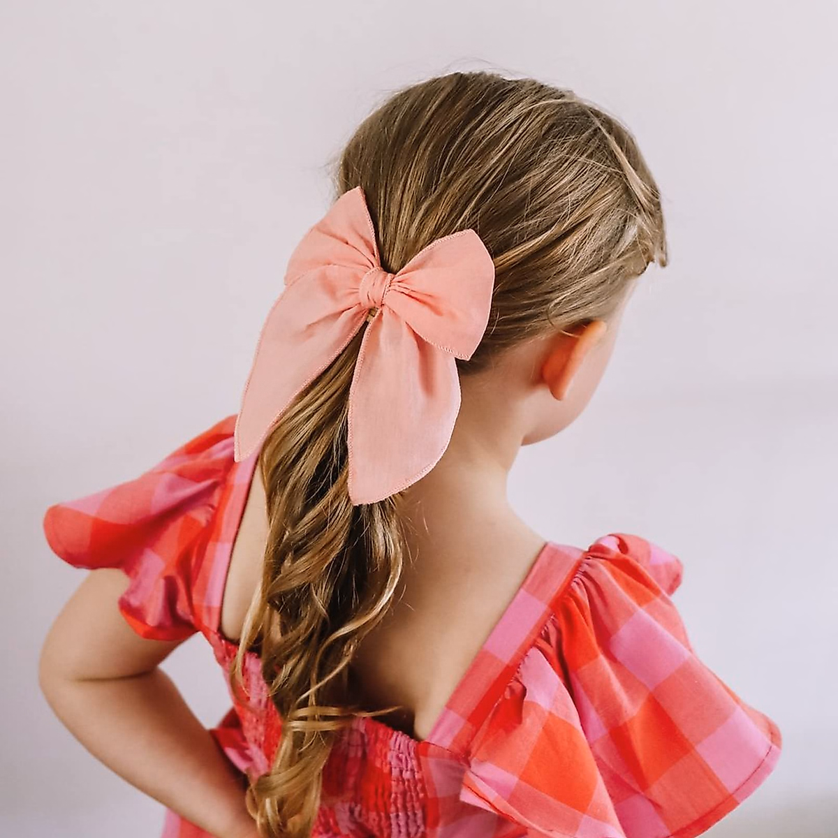 DEEKA 8 PCS Large Fable Cotton Linen Hair Bow for Toddlers Girls Handmade Neutral Hair Accessories for Little Girls Kids