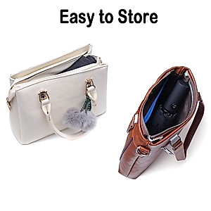 PFFY 2 Packs Travel Umbrella Windproof Auto Open & Close Collapsible Folding Small Compact 10 RIBS Backpack Car travel Essentials Purse Umbrellas for Rain Black+Blue