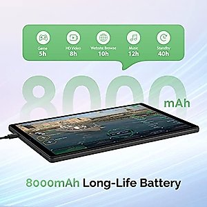YUMKEM 10 inch Android Tablet,Upgraded Android 12 Tablet,Octa-Core Processor with 6GB RAM 128GB ROM, 1TB Expand,Dual 13MP+5MP Camera, WiFi, Bluetooth, GPS,(Black)