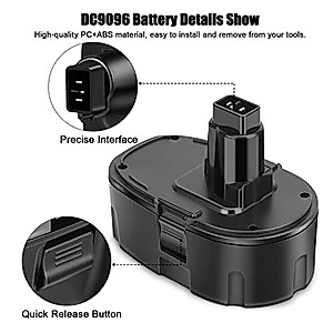 JYJZPB 2Pack 4.5Ah DC9096 DC9098 for Dewalt 18V XRP Battery Replacement DC9099 DW9098 DW9099 DW9095 DW9096 DE9039 for Dewalt 18 Volt XRP Cordless Power Tools