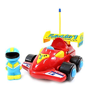 PowerTRC RC Remote Control Formula Racing Car with Racing Driver Action Figure for Boys & Girls (Red)