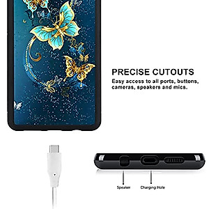 OOK Compatible with Samsung Galaxy A14 Case,[Built in Screen Protector] Anti Slip Shockproof Protective Case for Samsung Galaxy A14 5G Blue Butterfly