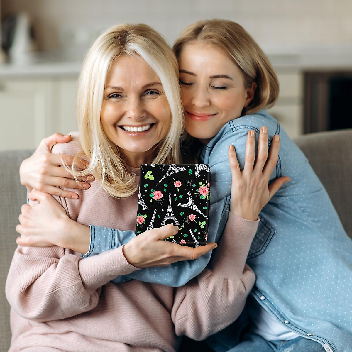 NEPOG Eiffel Tower Wrapping Paper, Black Paris Eiffel Tower Flower Gift Wrapping Paper for Women Men Boys, 6 Sheets Folded Flat 20x28 inches per Sheet for Wedding, Mother's Day, Birthday Party