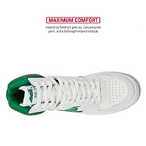 Avia 830 Men’s Basketball Shoes, Retro Sneakers for Indoor or Outdoor, Street or Court - White/Dark Green/Medium Grey, 13 Medium