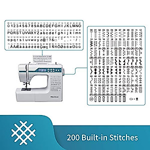 Heureux Sewing and Quilting Machine Computerized, 200 Built-in Stitches, LCD Display, Z6 Automatic Needle Threader, Twin Needle