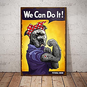 Pitbull Dog We Can Do It Retro Metal Tin Sign Vintage Sign for Home Coffee Garden Wall Decor 8x12 Inch