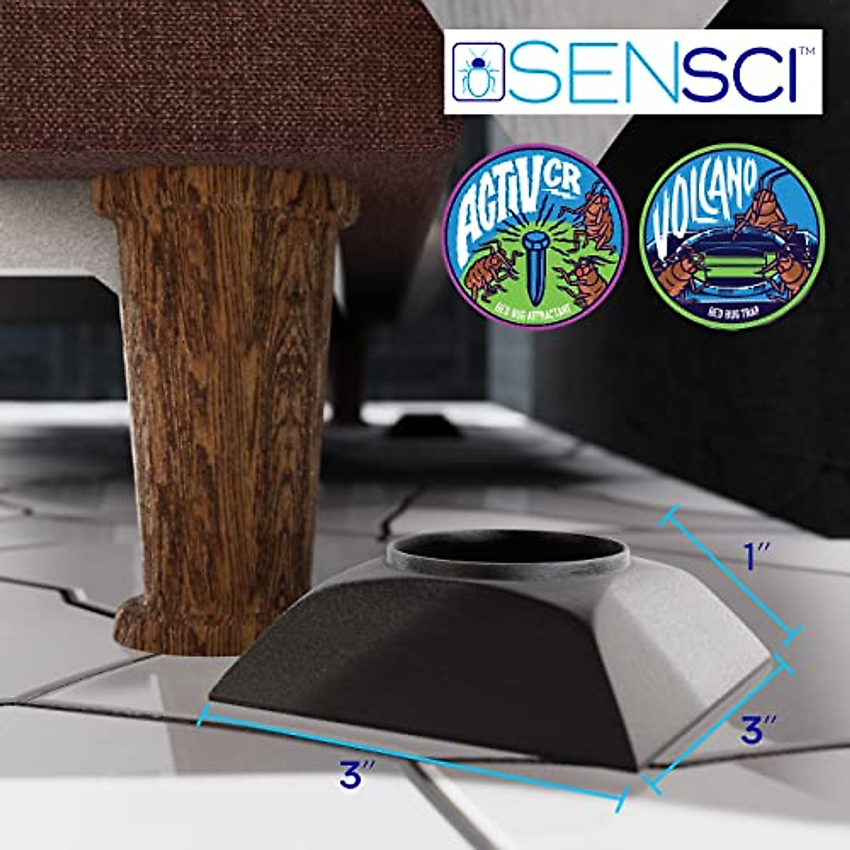 SenSci ActivVolcano 4 Pack, Volcano Bed Bug Interceptor & ActivCR Bed Bug Lure - Bed Bug Traps for Home, Office, Hotels