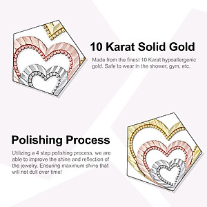 Gold Triple Heart Pendant Charm- 10 Karat Gold - Tri Color Heart Jewelry Charm - Heart Jewelry (Style 1)