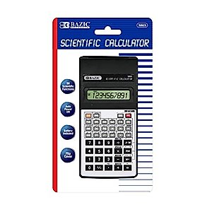 BAZIC Scientific Calculator 56 Function w/Flip Cover, Engineering Calculators LCD Display, for Student Professional, Silver Black, 1-Pack