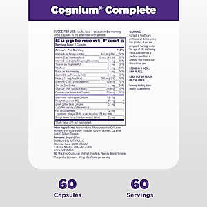 Natrol Cognium Complete, Dietary Supplement for Brain Health, Brain Health Supplements for Adults, 60 Capsules, 30 Day Supply