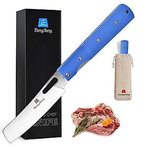 ZhengSheng Folding Chef Knife 4.8" Sharp 440A Stainless Steel Blade G10 Handle Pocket Foldable Kitchen Knife Utility Knife for Outdoor Camping Cooking