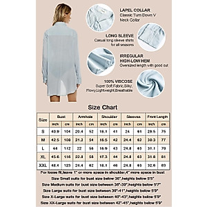 TOUSYEA Sleep Shirts for Women Button Down Shirts Long Sleeve Sleepwear Swimsuit Cover Ups Soft Pajama Tops Light Blue M