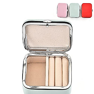 ZZYINH AN207 Mini Jewelry Box Portable JewelryBox Ring Earrings Earrings PU Leather Jewelry Storage Box Small Jewelry (Color : Blue)