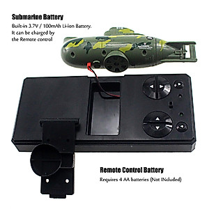 Tipmant Mini RC Submarine Remote Control Boat Ship Military Model Electronic Water Toy Diving for Fish Tank Water Tub Kids Birthday Gift (Green)
