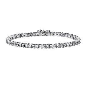 BERRICLE Sterling Silver Princess Cut Cubic Zirconia CZ Fashion Tennis Bracelet for Women, Rhodium Plated 6.5"
