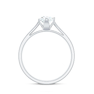 Rosec Jewels Certified Diamond Moissanite Solitaire Engagement Ring, D-Vs1 Quality, 5X7mm Pear Shaped Moissanite Ring, 14K White Gold, Size:US 7.50