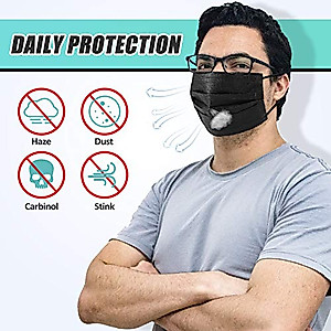 Black disposable face masks medical grade,3 layermasks disposable 50 pack