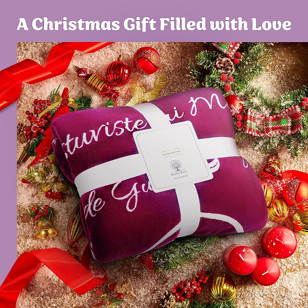 I Love You Blankets for her, with I Love You in Multiple Languages, Christmas Blanket, Gifts for Her Anniversary, I Love You Gifts for her,Mom I Love You Gifts 65"x50" (Sussy Red)