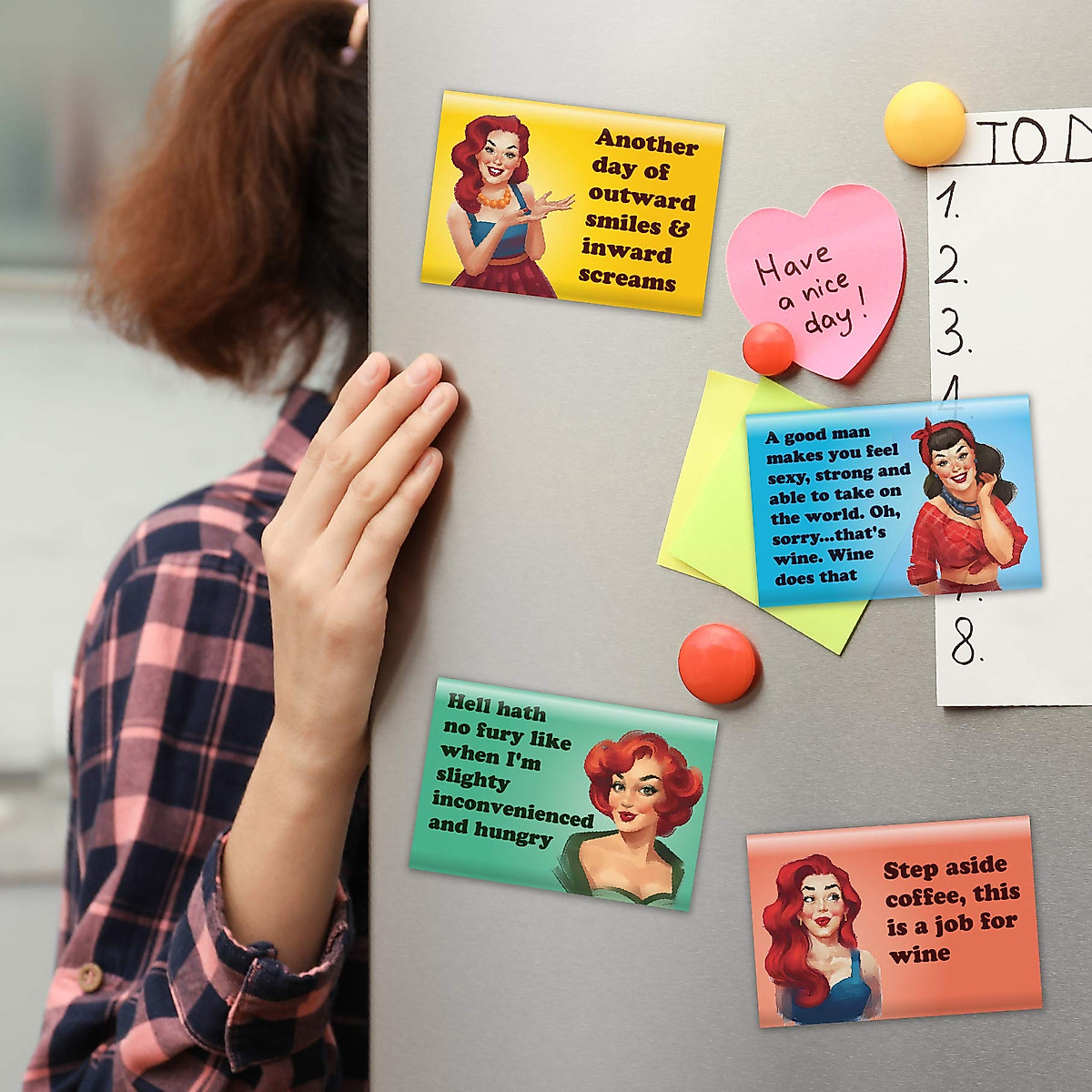 4 Pack Refrigerator Magnets - Funny Fridge Magnet - Perfect Housewarming Gift, or Gift for Women Friends