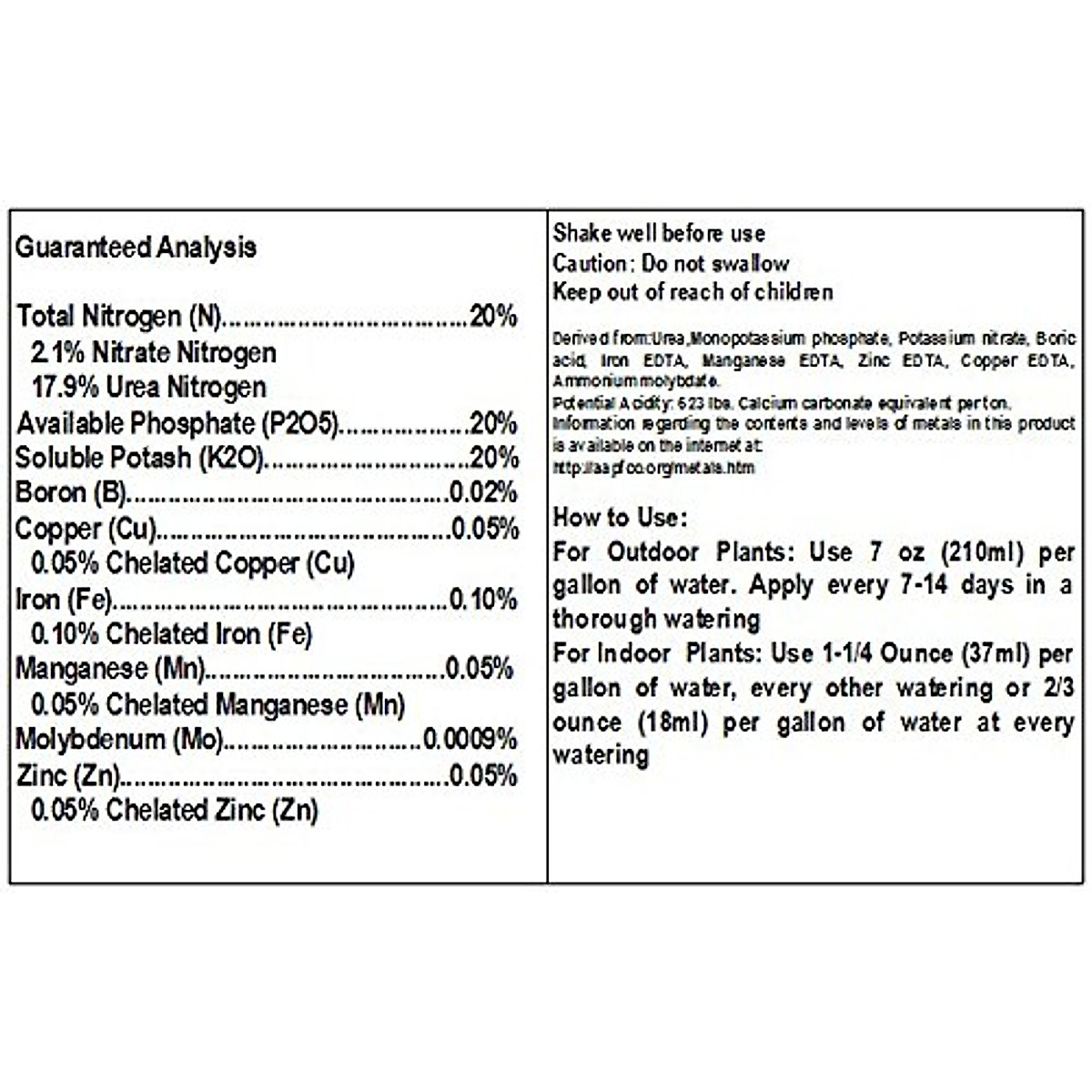 EZ-gro 20 20 20 Fertilizer - All Purpose Liquid Plant Food - Lawn, Flower, Herb, Vegetables - Best Way to Grow Green Plants - Garden-Growing Miracle Nutrients - 1 Qt / 32 fl oz / 946 mL