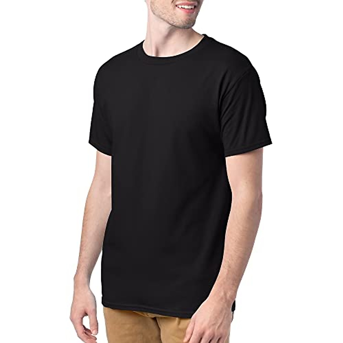 Hanes mens Essentials Short Sleeve T-shirt Value Pack (4-pack) athletic t shirts, Black, Large US