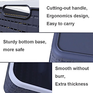 3 Pack Plastic Storage Basket 11 x 8.5 x 5 Inch, AYSUM Medium Plastic Baskets Stackable Plastic Woven Organizer with Handle for Toys, Pantry, Kitchen, Bedroom, Bathroom - Grey