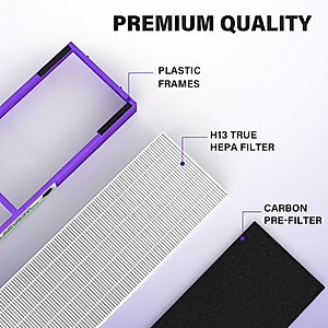 FLT4850PT Filter B Pet Pure HEPA Replacement Compatible with Germ-Guardian Air Purifier AC4825, AC4850, AC4870, CDAP4500, AC4900, AC4300, AP2200, 4 H13 HEPA Filters & 8 Activated Carbon Pre-Filters