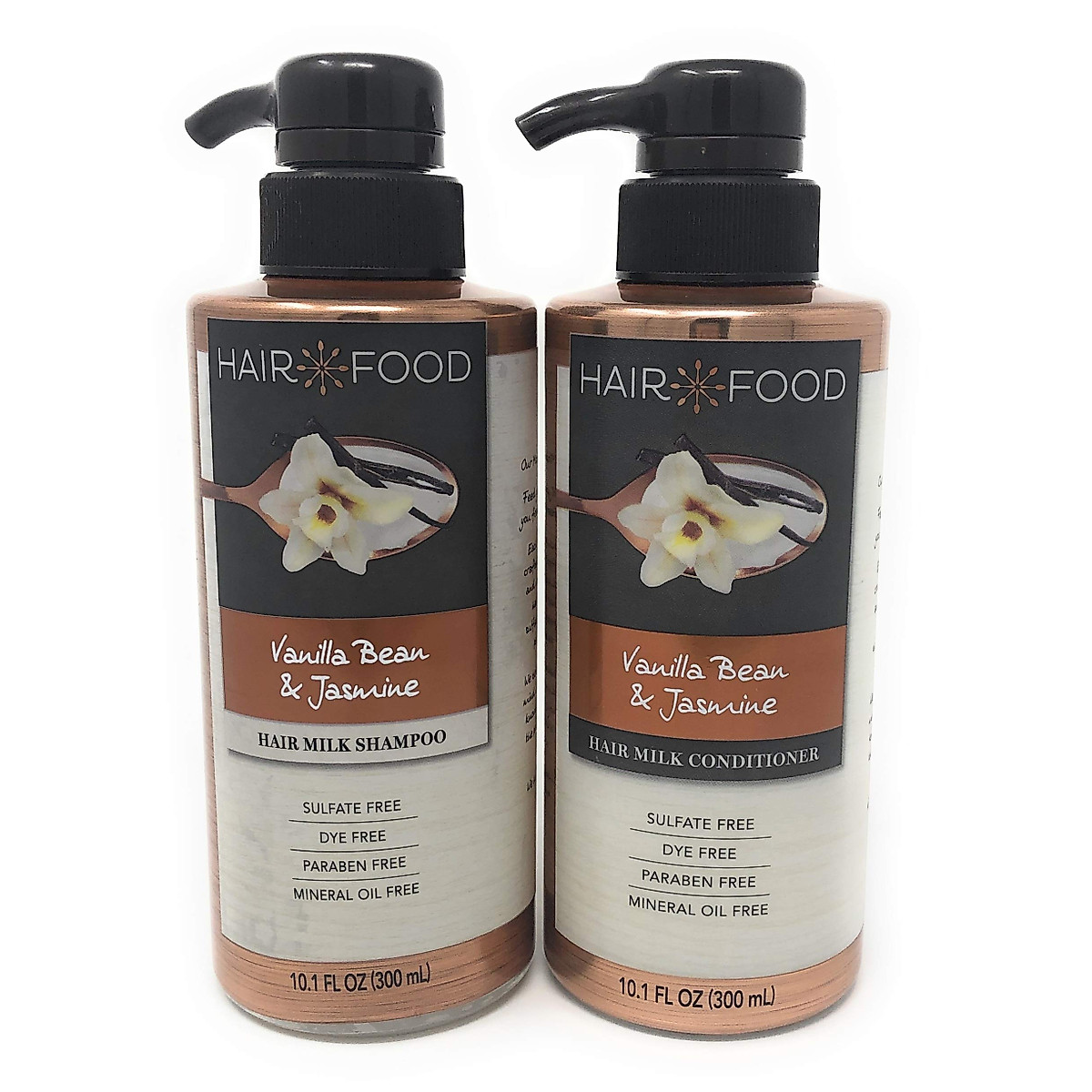 Hair Food Vanilla Bean & Jasmine Hair Milk Shampoo and Conditioner Set 10.1 oz (Sulfate Free, Dye Free, Paraben Free, Mineral Oil Free)